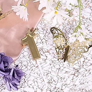 AIEX 3inch Birthday Number Candle, 3D Candle Cake Topper with Crown Cake Numeral Candles Number Candles for Birthday Anniversary Parties (Gold; 1)