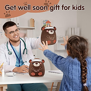 SEAOPOP Get Well Soon Bear Plush: Cute Soft Teddy Bear with Bandage Stuffed Animal, Feel Better Plushies Toy, Get Well Gifts for Recovery Kids Women Patient After Surgery