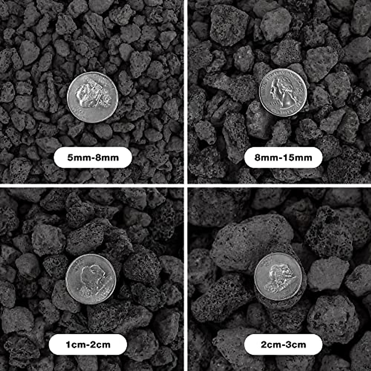 Mr. Fireglass 10 Pounds Black Natural Lava Rock for Indoor Outdoor Gas Fire Pits Fireplaces & Barbecue Grills | Volcanic Lava Stones for Decorating Garden Landscaping, Potted Plants, 0.2"-0.3"