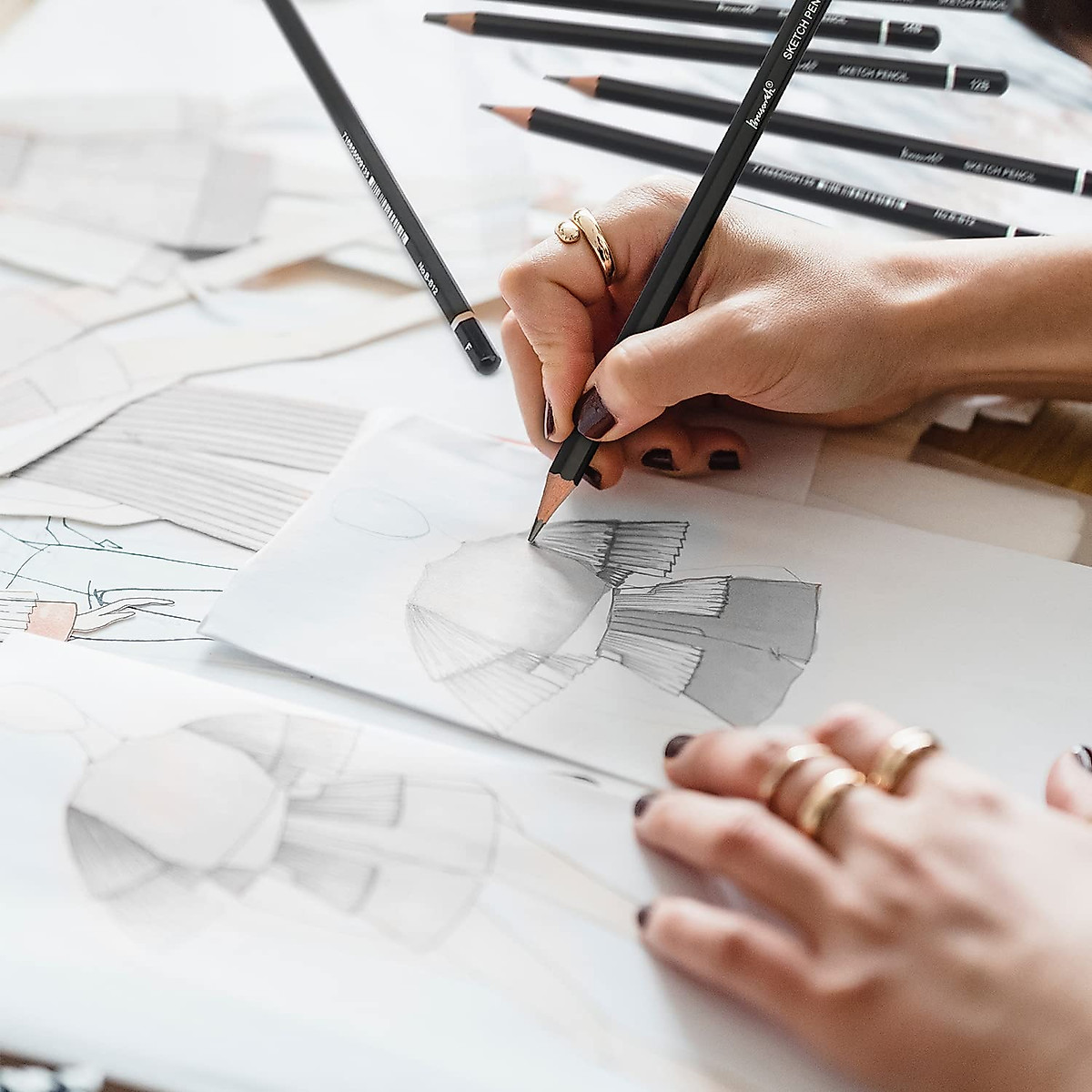 Brusarth Sketch Pencils for Drawing Set - 12 Pieces Drawing Sketching Pencil (14B - 4H), Graphite Pencils for Drawing, Sketching, Shading, Artist Pencils for Beginners & Pro Artists