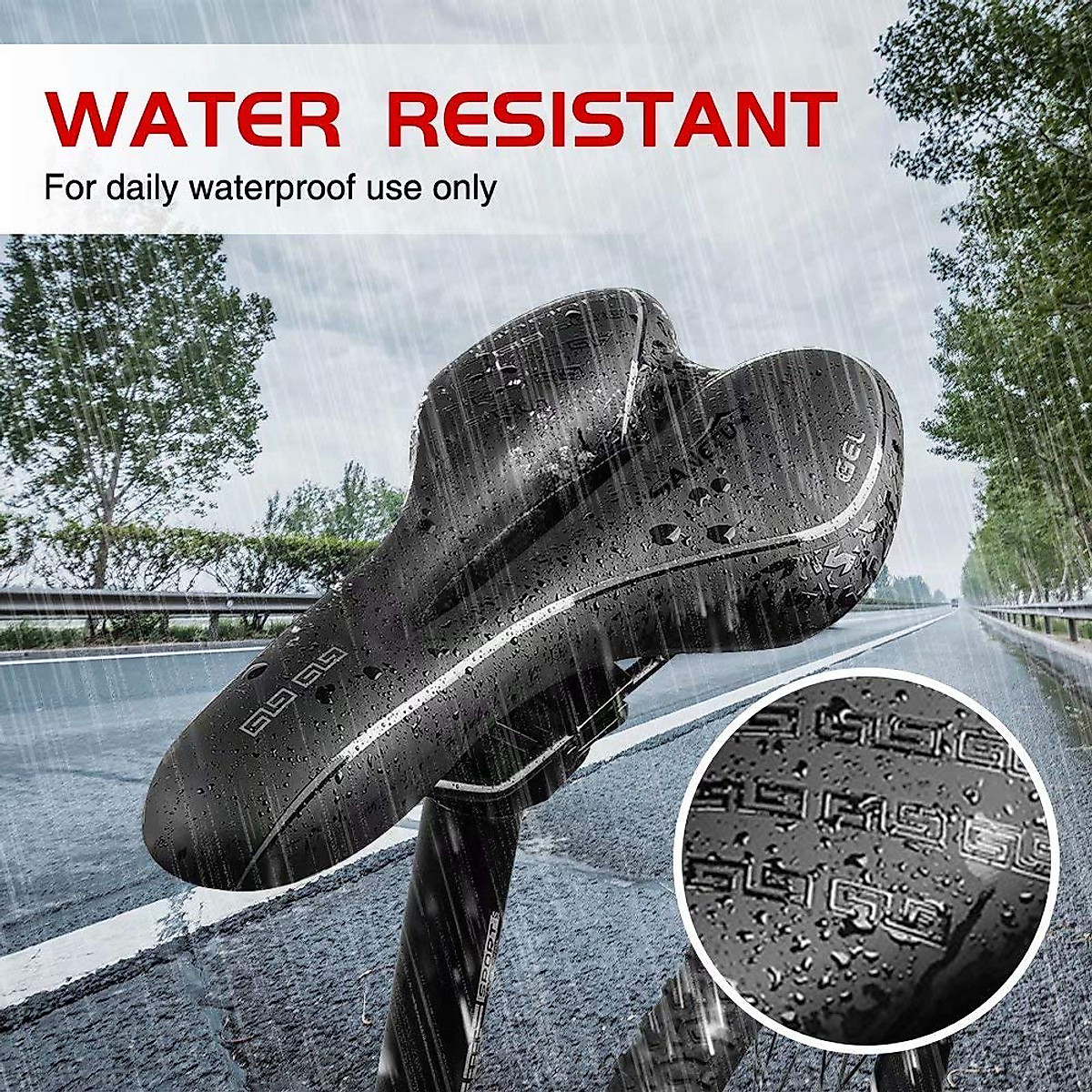 Sanctus Comfortable Bike Seat Men Women Gel Bicycle Saddle Padded Replacement Comfort Road Exercise Bikes Cushion with Waterproof Cove for MTB Mountain Bike Road Bike Exercise Bike