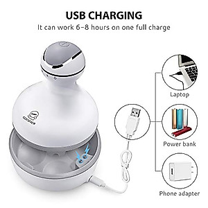 COMFIER Cordless Hair Scalp Massager- Electric Head Massager with Kneading 84 Massage Nodes, Handheld Portable Head Scratcher Massager for Hair Growth, Deep Clean and Stress Relax, Gifts for Men Dad