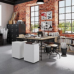 YITAHOME 3-Drawer Metal Filing Cabinet Office Drawers with Keys, Compact Slim Portable File Cabinet, Pre-Built Office Storage Cabinet for A4/Letter/Legal (White)