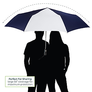 Totes Blue Line Golf Size Auto Open/Close Umbrella, Water Repellent Canopy, Black