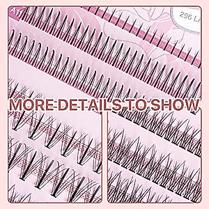 MLEN DIARY Individual Lashes 296 Clusters Lashes 4 Types Manga Lashes Individual Natural Look 9-13mm Eyelash Extension Kit for Make Up DIY