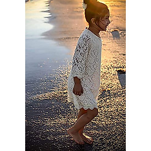 Qmislg Girls Lace Dress Flower Dresses Toddler Dress Baby Vintege Floral Special Occasion Dress