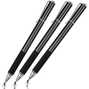 Fine Point Disc Stylus Pen for Apple iPad Pencil, Compatible with iPhone, iPad, iPad Pro, Samsung Galaxy Cellphones & Tablets and All Other Touch Screen Devices (3Pcs with Extras)
