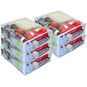 5-Pack Heavy Duty Vinyl Zippered (Clear) Storage Bags (12" x 15" x 4") (3.1 Gallon)