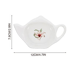DOITOOL White Ceramic Tea Bag Coasters Tea Bag Holder, 2Pack Teapot-Shaped Spoon Rests Tea Bag Storage Rack Classic Teabag Caddy Holder Saucer