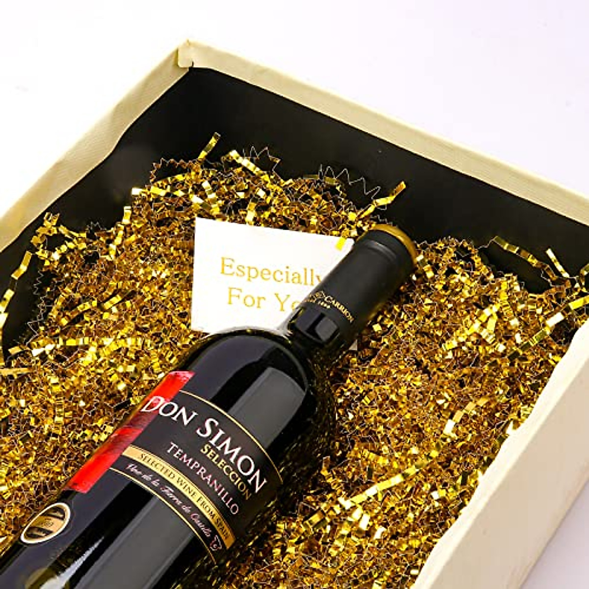 Zwish 1LB Gold Crinkle Cut Paper Shred Filler Metallic Iridescent Gift Boxes Filler Gift Wrapping Gift Basket Filler for Gift Wrapping & Basket Filling