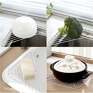 ALIMART Triangle Dish Drying Rack Corner Dish Drying Rack for Sink Kitchen Corner Dish Drainer Mat Plated Matel Steel Corner Sink Rack for Kitchen