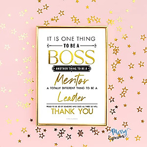 Gift For Boss Mentor Leader - 9" x 12" Metal Frame - For Both Men & Women - Christmas or Boss Day Present - Desk and Wall Art Boss Office Décor (Gold)