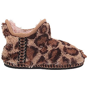 Dearfoams unisex child Charlotte Furry Bootie Slipper, Leopard, 13 Big Kid US