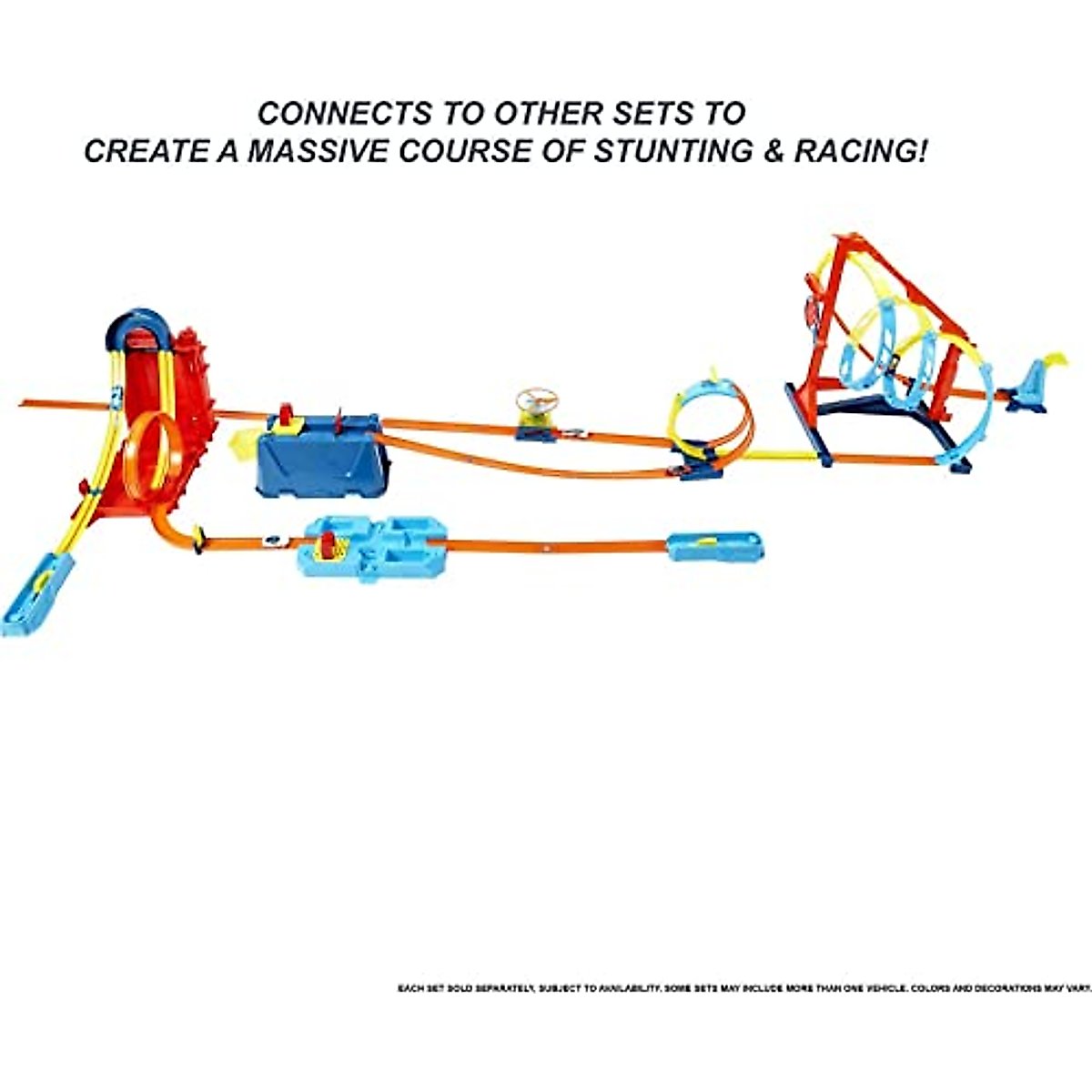 Hot Wheels Track Builder Playset Split Loop Pack & 1 Toy Car in 1:64 Scale, Compatible with Other Hot Wheels Sets and Track Builder Straight Track Set, 37 Component Parts & 1:64 Scale Toy Car