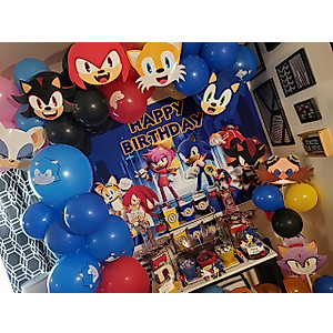 60x40 Inches Birthday Backdrop for Party, Soni Birthday Decoration Banner with Good Wrinkle Resistance, Birthday Party Supplies as Photography Background, 5X3 ft for Kids, Boys, Girls (Blue 4)