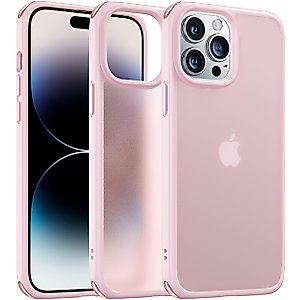 Alphex for iPhone 14 Pro Case with Air Padding, 12FT Military Grade Drop Protection, Silky & Non-Greasy Feel, Pocket Friendly, Thin Slim Phone Cover for Men Women 6.1 Inch - Pink 2nd