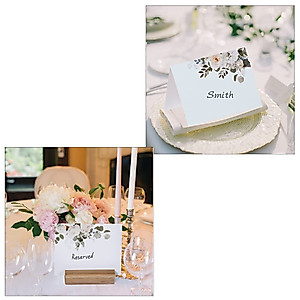 Stylish Tent Table Place Cards with Printed Watercolor Flowers - Small Paper Place Cards Name Cards - Printed on Both Sides for Table Setting, Suitable for Wedding, Banquets, Parties - 50 Packs