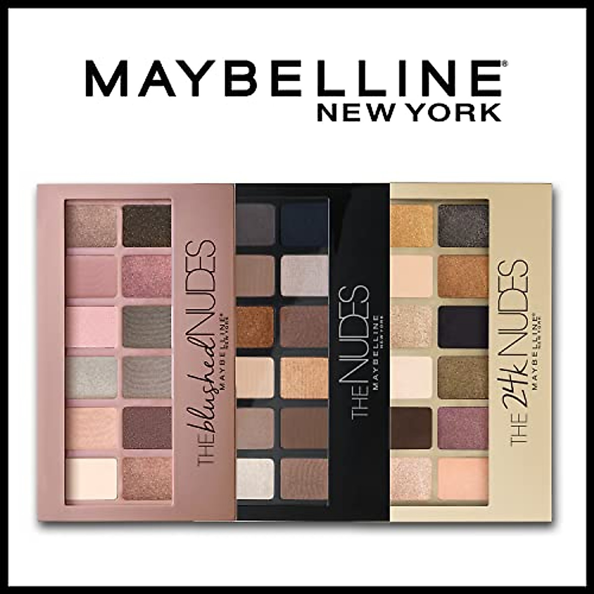 Maybelline The Blushed Nudes Eyeshadow Palette, Includes 12 Pigmented Shades and 2 Double Ended Eye Makeup Applicators, 1 Count