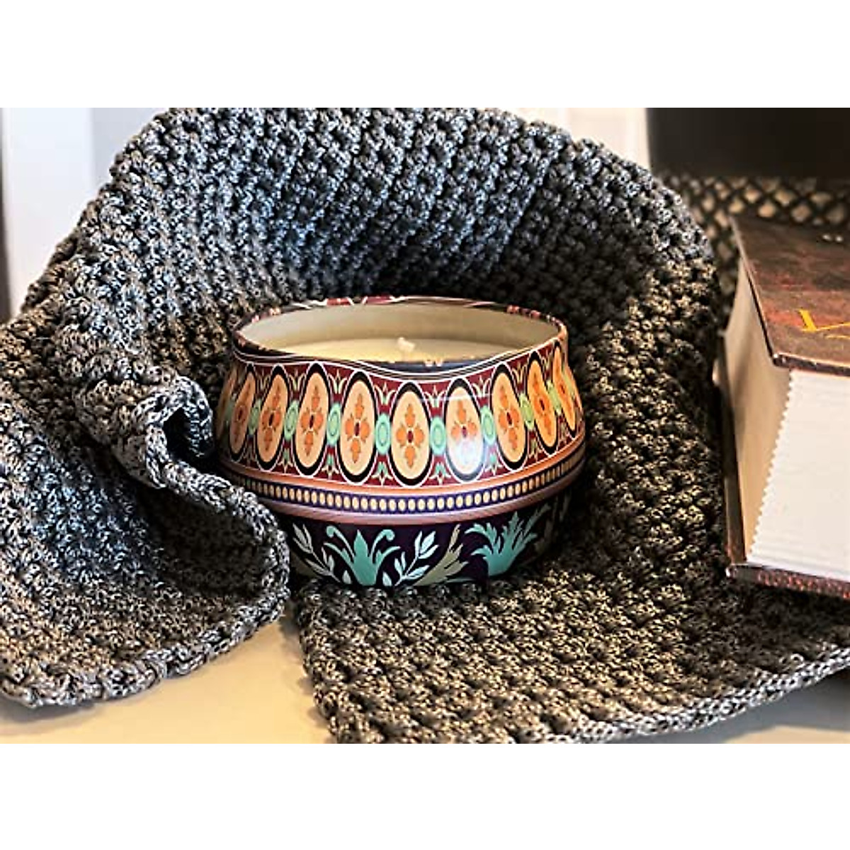 Soy Wax Candle in Perfect Decorative Giftable Metal Tin - Peppermint-Eucalyptus Natural Oil and Pure Organic Soy Wax - for Living Room, Home, Bedroom - Handmade in USA