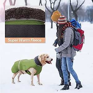 Doglay Dog Winter Coat with Thicken Furry Collar, Fleece Lining Reflective Warm Dog Jacket, Waterproof Adjustable Dog Clothes for Cold Weather, Soft Puppy Vest Apparel for Small Medium Large Dogs