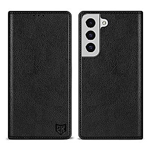 ZZXX Samsung Galaxy S22 Wallet Case with [RFID Blocking] Card Slot Stand Strong Magnetic Leather Flip Fold Protective Phone Case for Samsung Galaxy S22 5G Case Wallet(Black-6.1 inch)