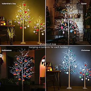 ZHOUDUIDUI Lighted Birch Tree, 4ft 48LED Birch Tree Lights, Mothers Day Decor Indoor Outdoor Artificial Twig Tree Light 9Modes Timer for 4th of July Christmas Home Party Wedding Decor,Warm& Cool White