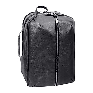 McKleinUSA Englewood, Pebble Grain Calfskin Leather, 17" Leather, Triple Compartment, Carry-All, Laptop & Tablet Weekend Backpack, Black (18895)