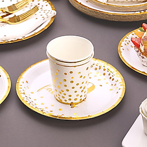 Gudvilla 50th Birthday Decorations for Men Women, 168Pcs 50th Birthday Plates and Napkins Party Supplies, 50 and Fabulous Birthday Plates with Gold Dot Serve 24 Guests, 50th Anniversary Decorations