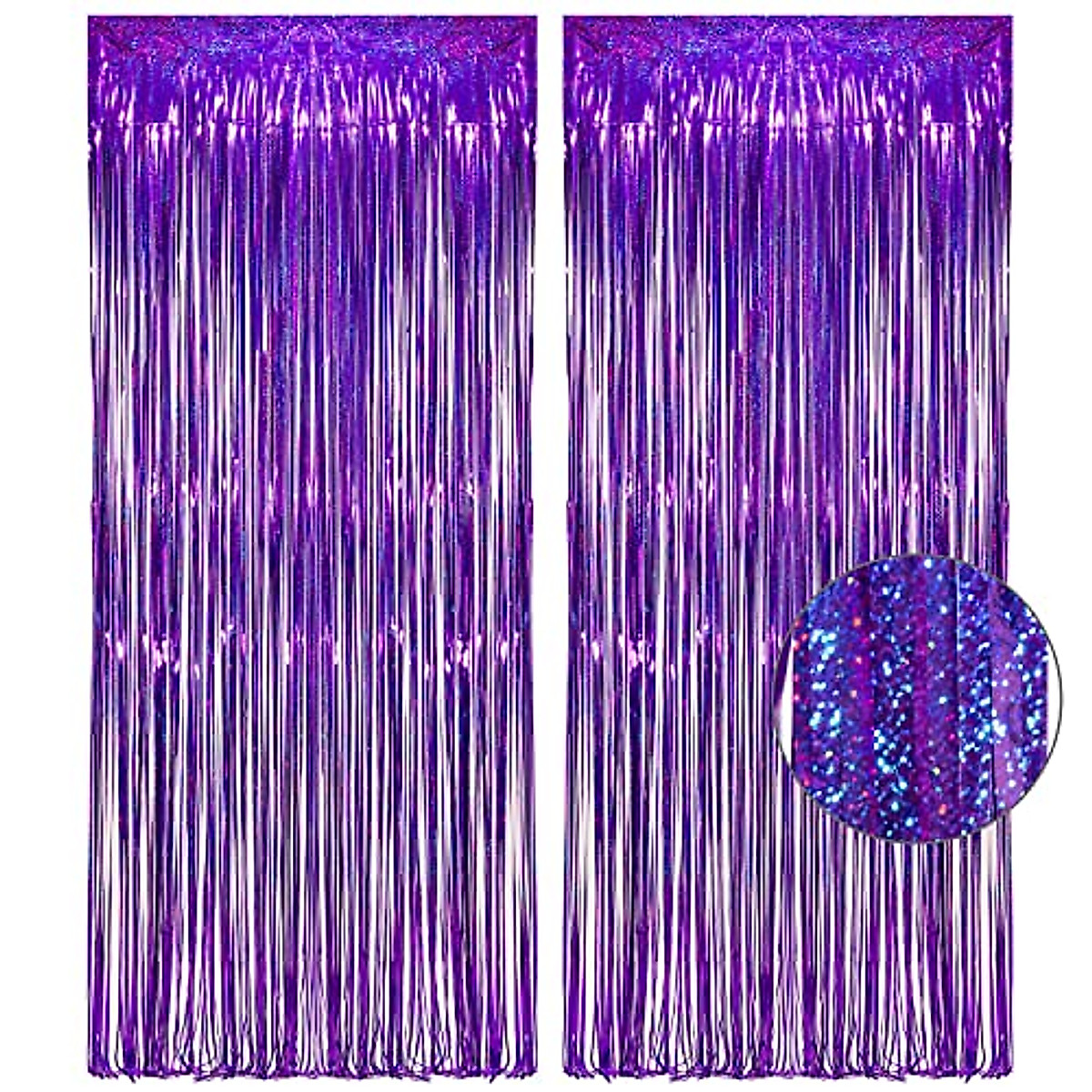 Purple Tinsel Curtain Party Backdrop - GREATRIL Foil Fringe Curtain Party Decor Photo Booth Streamers for Mermaid Birthday Euphoria Themed Party Decorations - 1m x 2.5m - Pack of 2