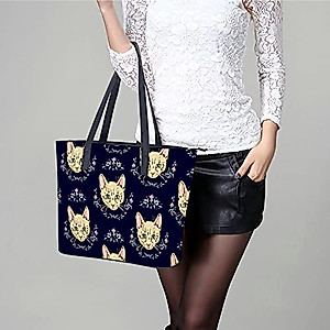 Womens Handbag Cats Leather Tote Bag Top Handle Satchel Bags For Lady