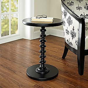Powell Furniture Round Spindle Table, Black 17 x 22.25 x 17