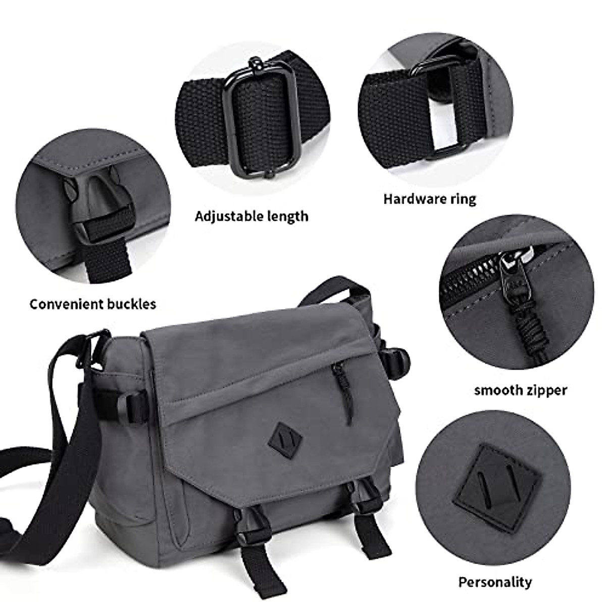 ETidy Large Nylon Crossbody Bag For Women Men Waterproof Lightweight Casual Shoulder Bookbag（Amy Green）