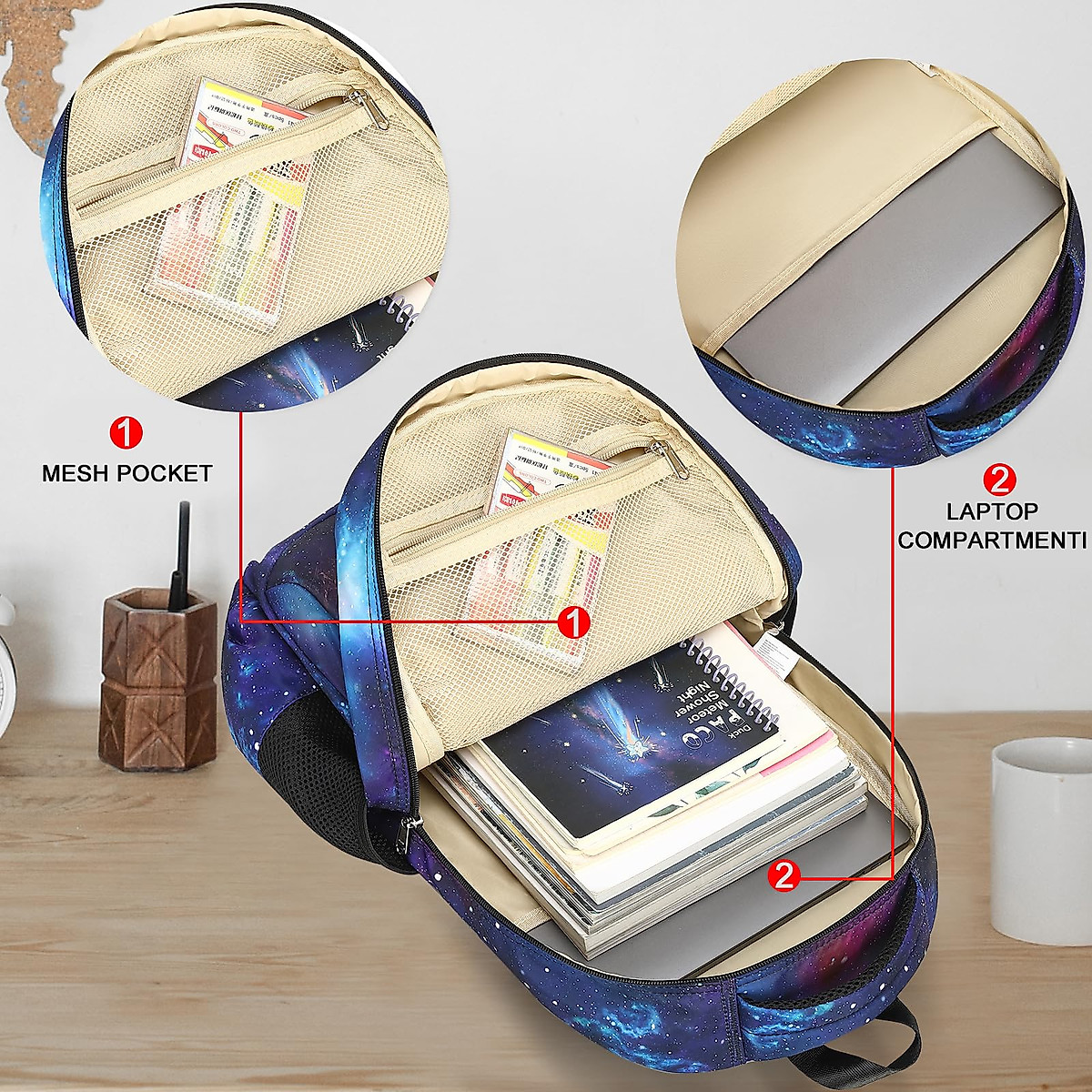 LEDAOU School Backpack Teen Boys Kids Bookbag Daypack School Bag (Baseball)