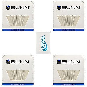 BUN Coffee Filter – 4 PK - 100 PCS per Pack – Taller – Flat Bottom Liner – Quality Paper for Most Coffee Makers – Aromatic Brew – with Satisfying Customers Travel Tissue Pack (4PK)