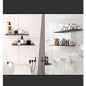 ARTLUO Shelves for Wall Decor Set of 2,24 Inch Floating Shelves Farmhouse Floating Wall Shelves Black Metal Wood Wall Mounted Shelves Wall Shelves for Bedroom Living Room Bathroom