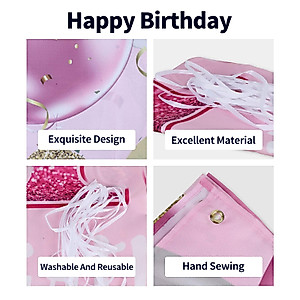 PAKBOOM Happy 5th Birthday Backdrop Banner - 5 Birthday Party Decorations Supplies for Girls - Pink 3.9 x 5.9ft