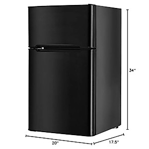 Safeplus Compact Refrigerator, 3.2 cu ft. Unit Cold-rolled Sheet Mini Refrigerator with freezer, Dorm fridge with Adjustable Removable Shelves…