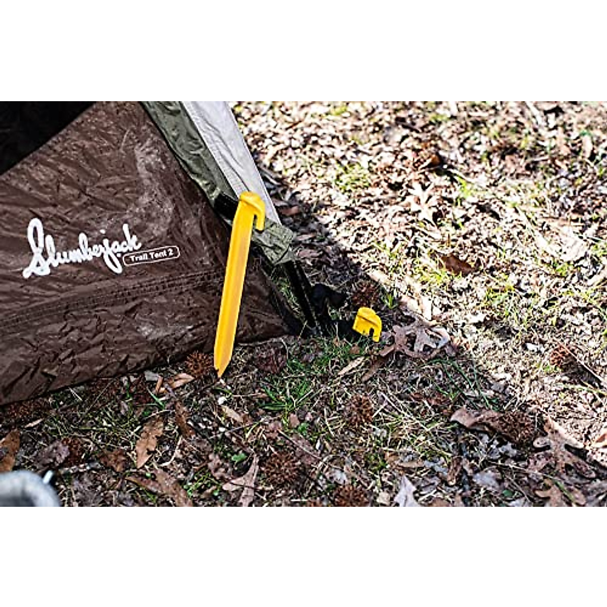 SGT KNOTS Large Tent Stakes - Heavy Duty Camping Stakes for Tents - Yellow Canopy Stakes, Plastic Tent Garden Stakes - Professional Grade Stakes for Hiking, Gardening, Backpacking I 9 Inch, 25 Packs