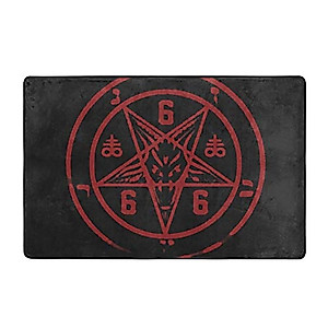 SWEET TANG Area Evil Goat Devil Pentagon Rug Soft Anti-Skid Floor Carpet Bedroom Rug Flannel Carpet Non-Slip Home Decor Durable Bedside Rug Premium Play Mat, 60inchx39inch