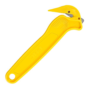 Pacific Handy Cutter Disposable Film Cutter NSF Certified Food Safe Safety Box Cutter & Bladeless Tape Splitter Perfect for Cryovac, Plastic Bags, & Shrink Wrap Yellow
