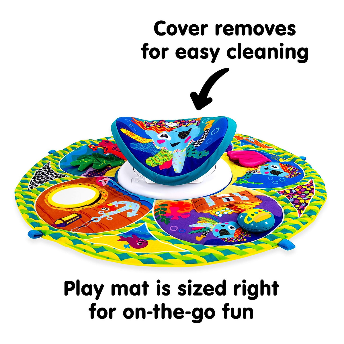 LAMAZE Spin and Explore Baby Gym and Tummy Time Baby Play Mat, Multi