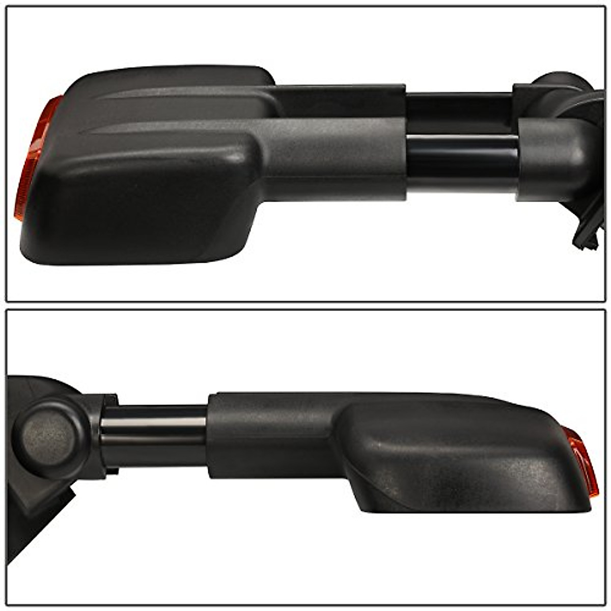Pair Black Power Heated w/Amber LED Turn Signal Light Side Towing Mirrors Compatible with Silverado Sierra 14-20