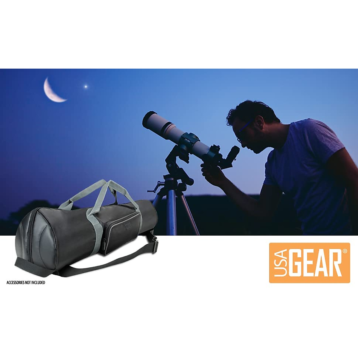 USA Gear Refractor Telescope Case - Holds Telescopes/Tripod 21 to 35 inches - Adjustable Extension, Storage Bag Pocket, and Strap - Compatible with ToyerBee, Gskyer, Celestron Telescope Bags and Cases