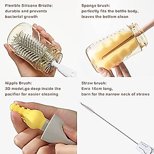 SEEDNUR Baby Bottle Brush Silicone Cleaning Brushes Water Bottle Cleaner 4pcs(Gray)