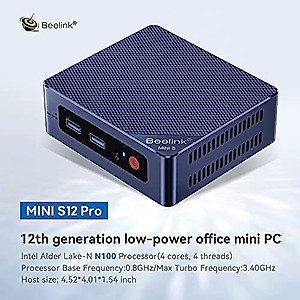 Beelink MINIS 12 PRO Mini PC with N100 Processor W-11 Pro, 16G DDR4, 500G SSD High Performance Business Mini Computer, WiFi6,BT5.2,Dual HDMI Ports