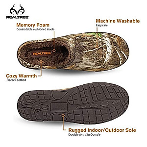 Realtree Men's Clog Slipper House Shoe with Memory Foam Indoor/Outdoor Sole, Camo, Medium