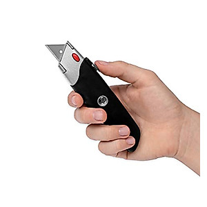 Internet's Best Premium Utility Knife - Set of 20 - Retractable Razor Knife Set – 5 Extra Blade Refills - Box Cutter Locking Razor Knife – Rubber Grip - Black