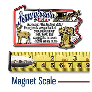 Pennsylvania Information State Magnet by Classic Magnets, 3.1" x 2", Collectible Souvenirs Made in The USA