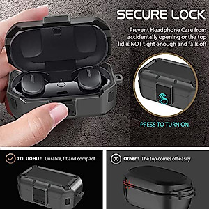 TOLUOHU Case for Bose QuietComfort Earbuds Case with Lock, Shock-Absorbing Protective PC+TPU Security Lock Case Cover Compatible with Bose QuietComfort Earbuds for Men Women with Keychain (Black)