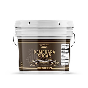 Unpretentious Demerara Sugar, Raw, First-Pressed Sugarcane Crystals For Drinks & Baking (1 Gallon)